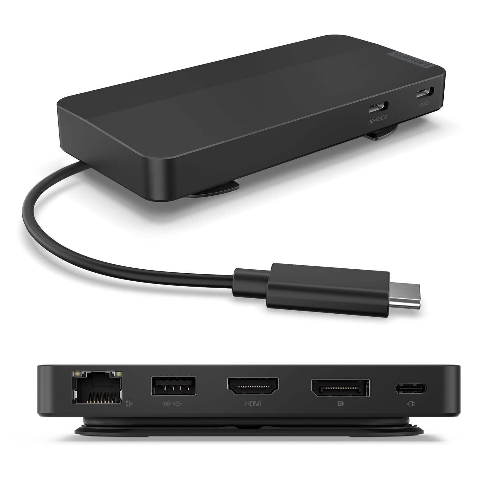 Lenovo USB-C Dual Display Travel Dock - 7 Ports, Integrated USB-C Cable ...