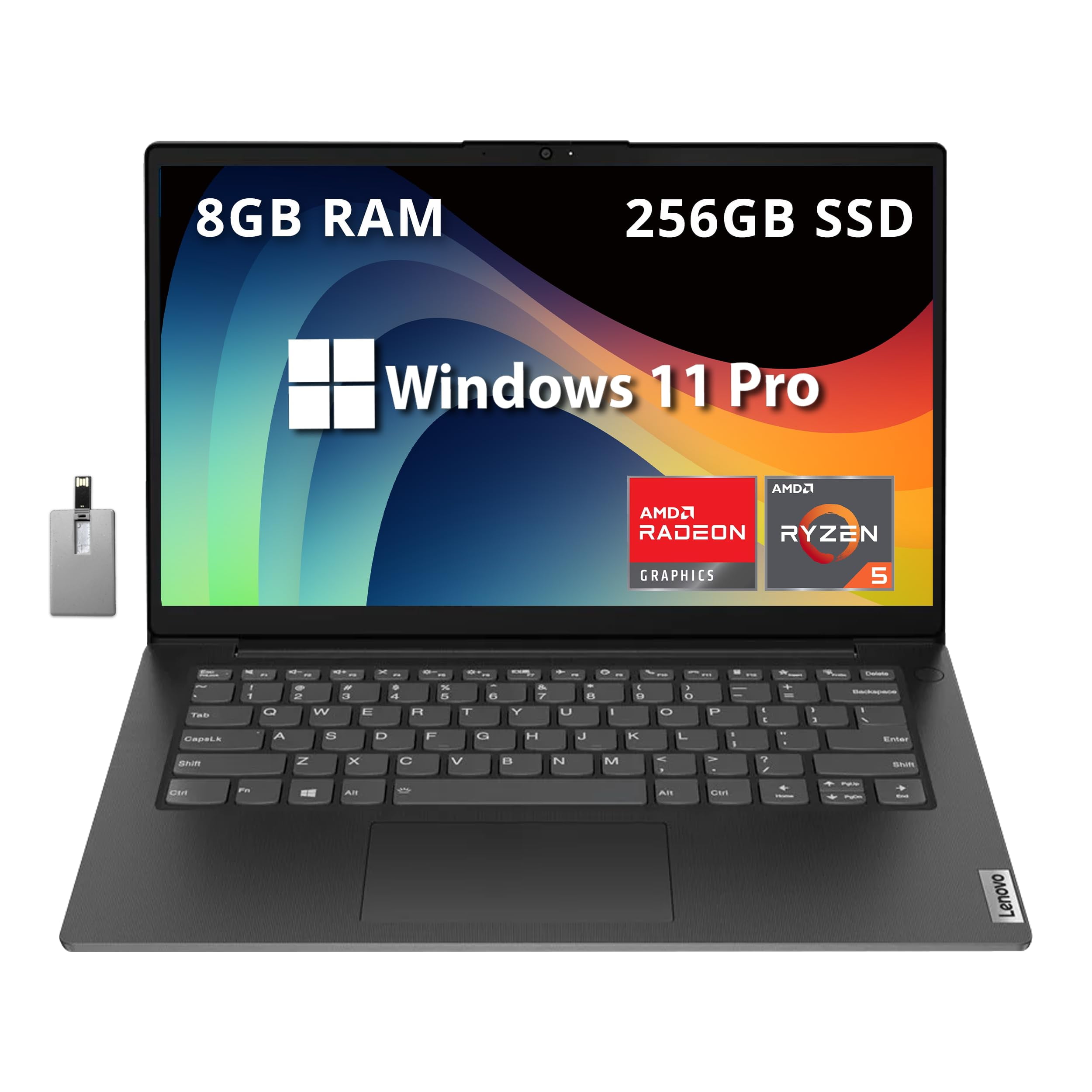 Lenovo V14 Gen4 14" FHD Business Laptop, AMD Ryzen 5 7520U Processor, 8GB LPDDR5 RAM, 256GB PCIe ...