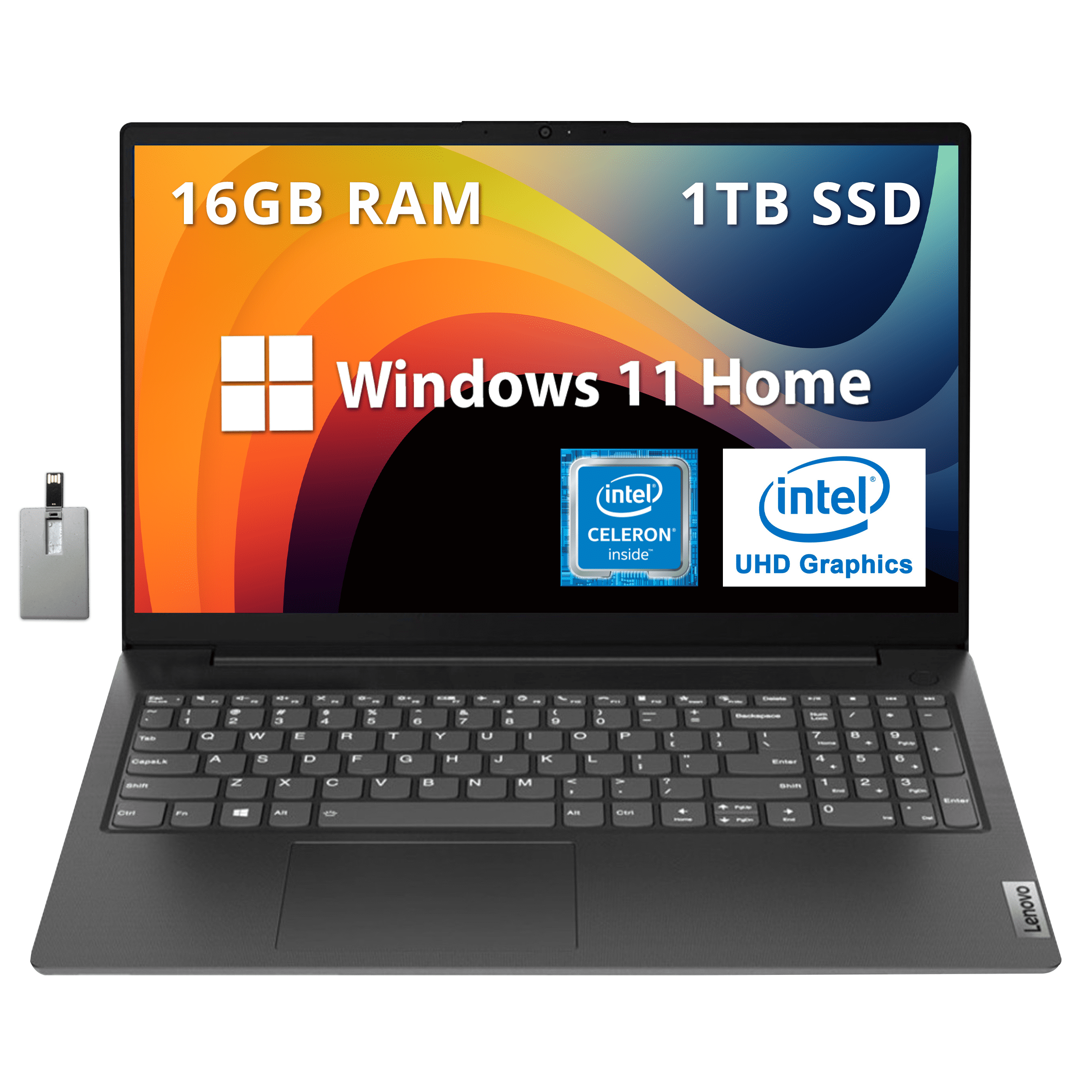 Lenovo V15 G2 15.6" FHD Anti-Glare Business Laptop, Intel Celeron N4500, 16GB RAM, 1TB PCIe SSD ...