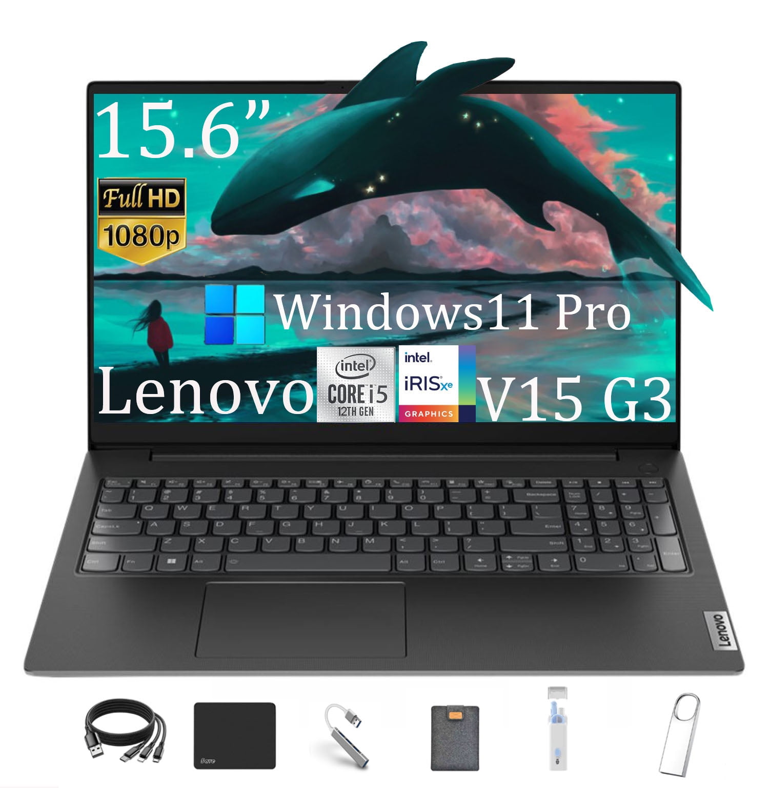 Lenovo V15 G3 IAP Business Laptop, 15.6″ FHD Anti-Glare Display, Intel 10-Core i5-1235U (Beat i7 ...