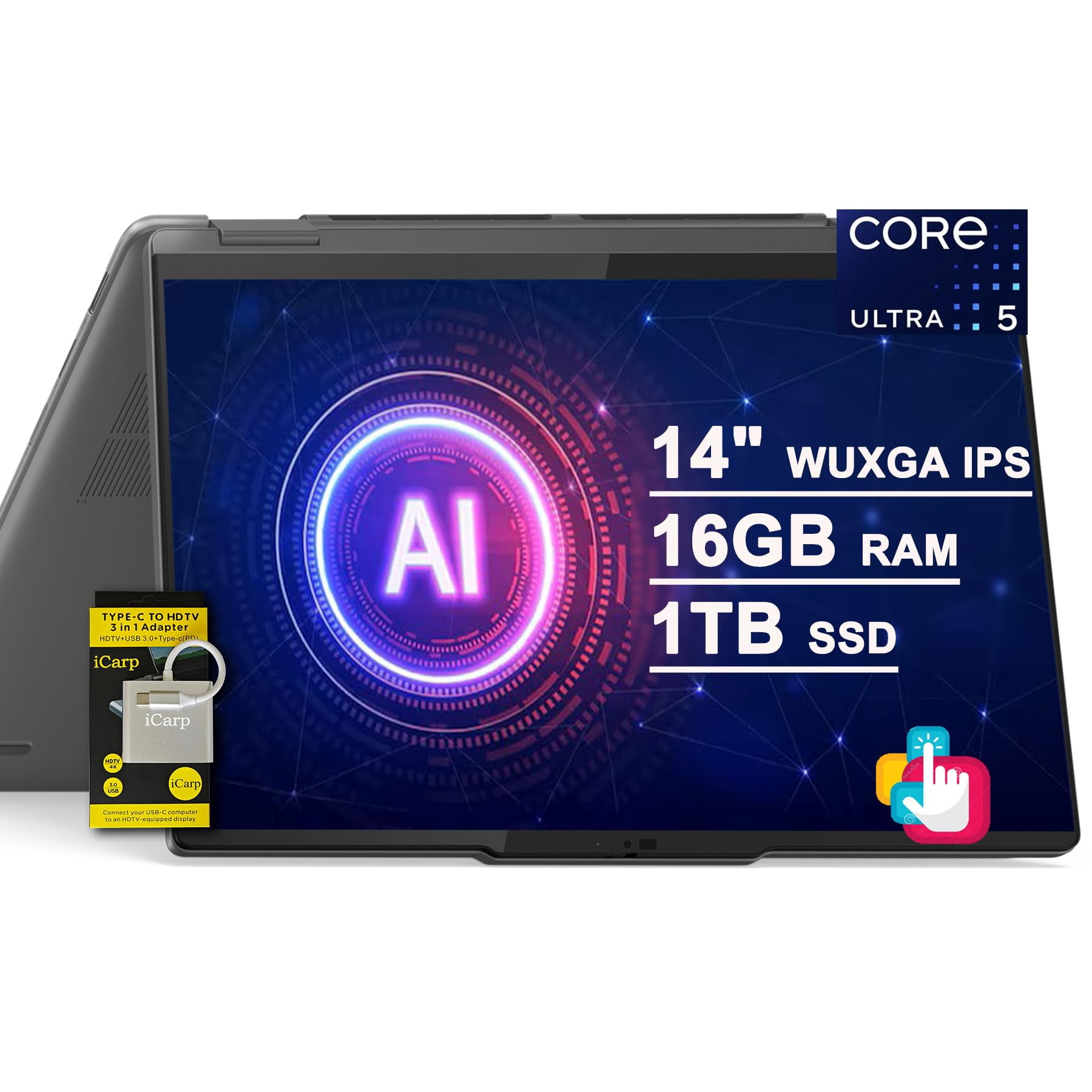 Lenovo Yoga 7 14 2-in-1 AI PC Laptop 14" WUXGA IPS Touch (Glossy) Intel ...