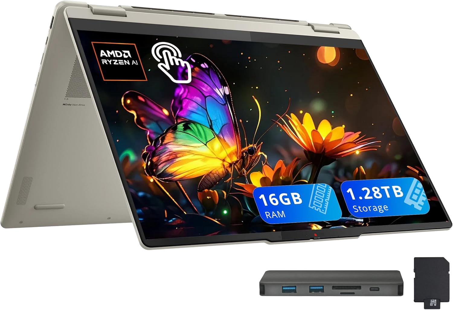 Lenovo Yoga 7 2-in-1 16" 2K Touchscreen Copilot+ PC Laptop, AMD Ryzen ...
