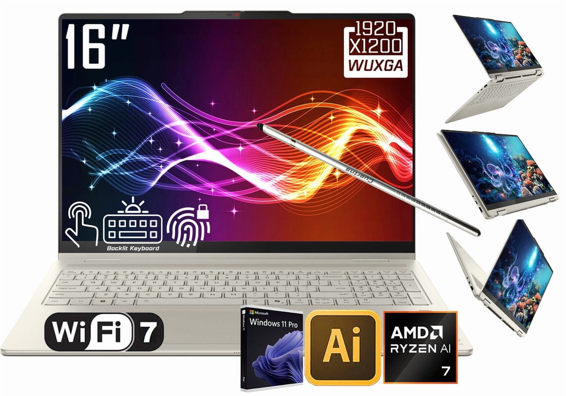 Lenovo Yoga 7 2-in-1 AI PC Copilot Laptop, 16" 2K LCD Touchscreen, AMD Ryzen AI 7 350, AMD ...