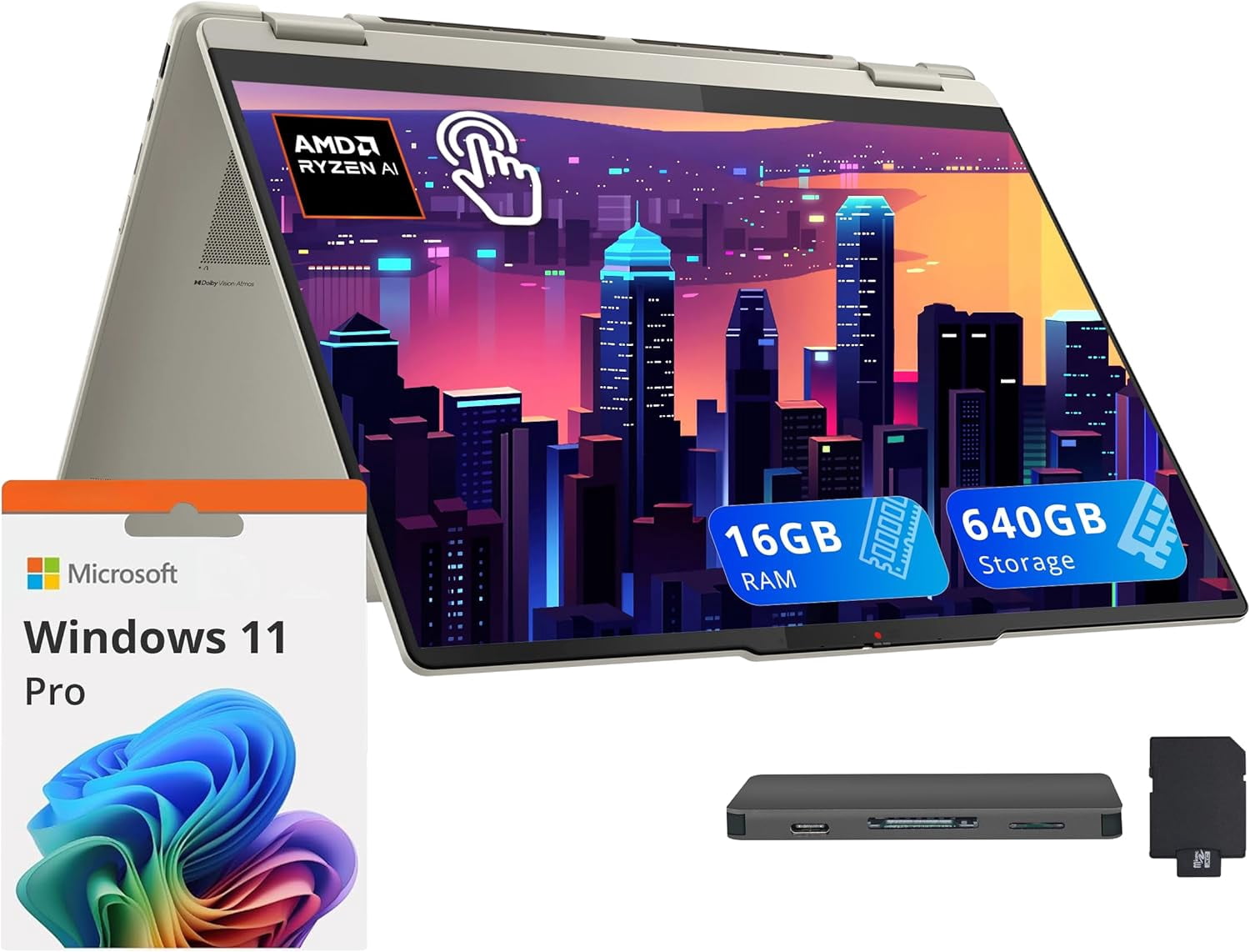 Lenovo Yoga 7 2-in-1 Copilot+ Laptop, 16" WUXGA Touchscreen, AMD Ryzen ...