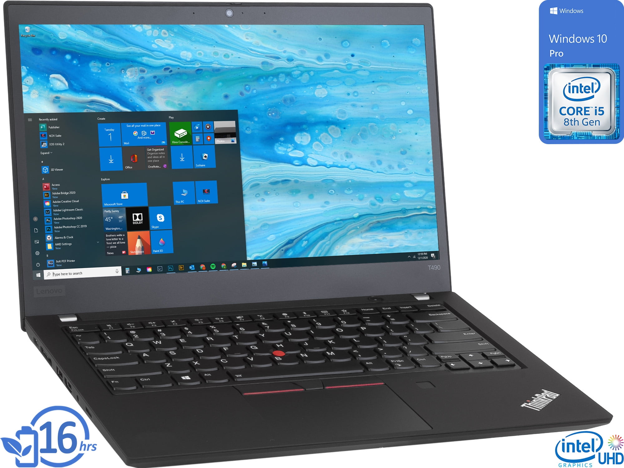 Lenovo thinkPad T490 Notebook, 14" HD Display, Intel Core i5-8365U Upto ...
