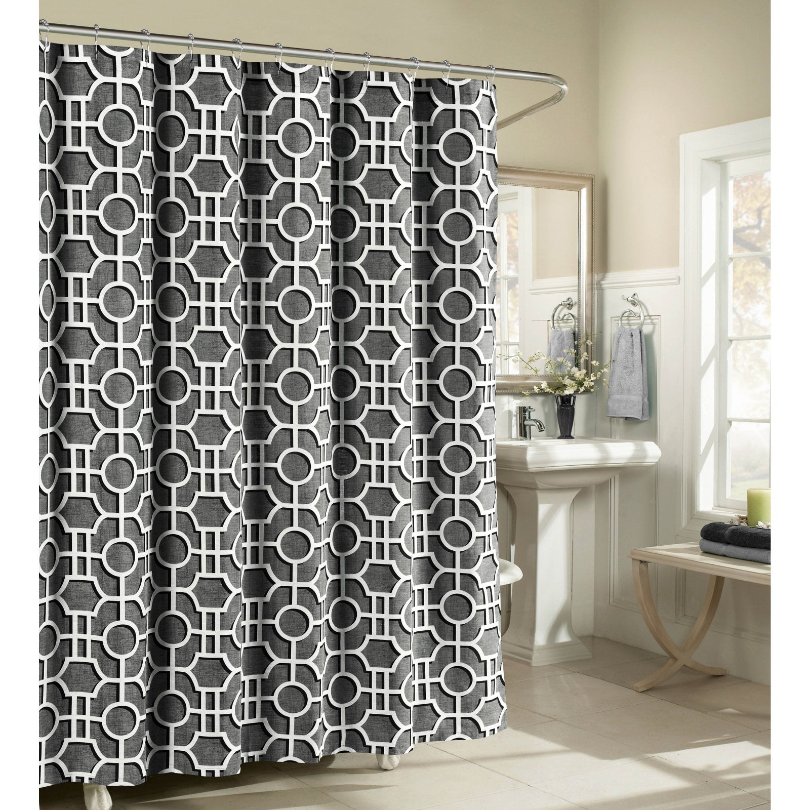 Lenox 100 Percent Cotton Luxury Fabric Shower Curtain - Walmart.com