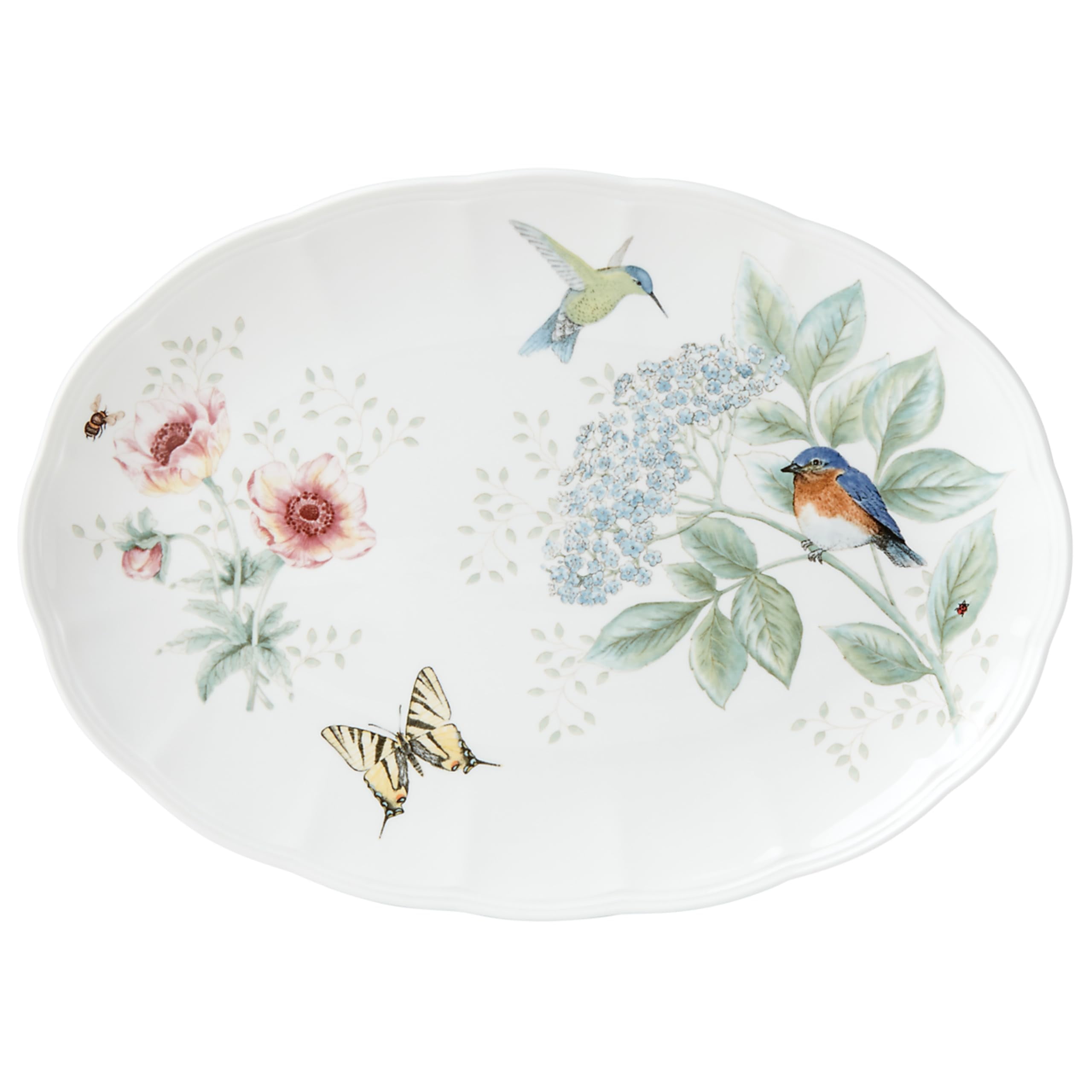 Lenox 16-inch Butterfly Meadow Flutter Eastern Bluebird Oval Serving Platter - Walmart.com