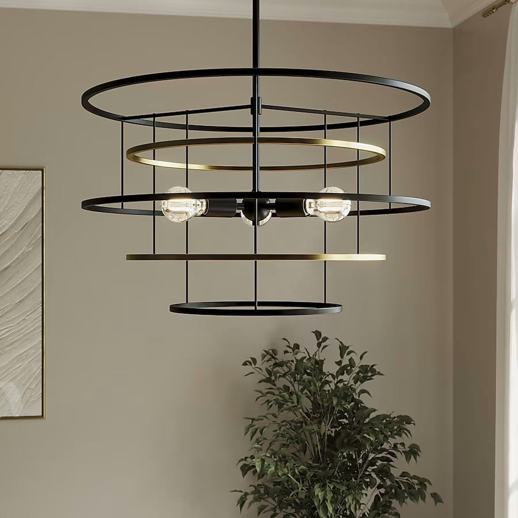 Lenox 3-Light Black & Brass Modern Geometric Pendant Light 💡 - Walmart.com