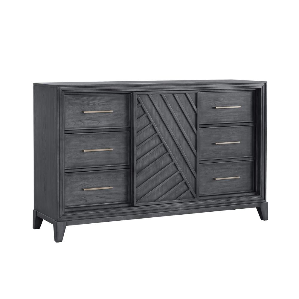 Lenox 6-Drawer Wood Sliding Door Dresser with Storage in Gray by Samuel ...