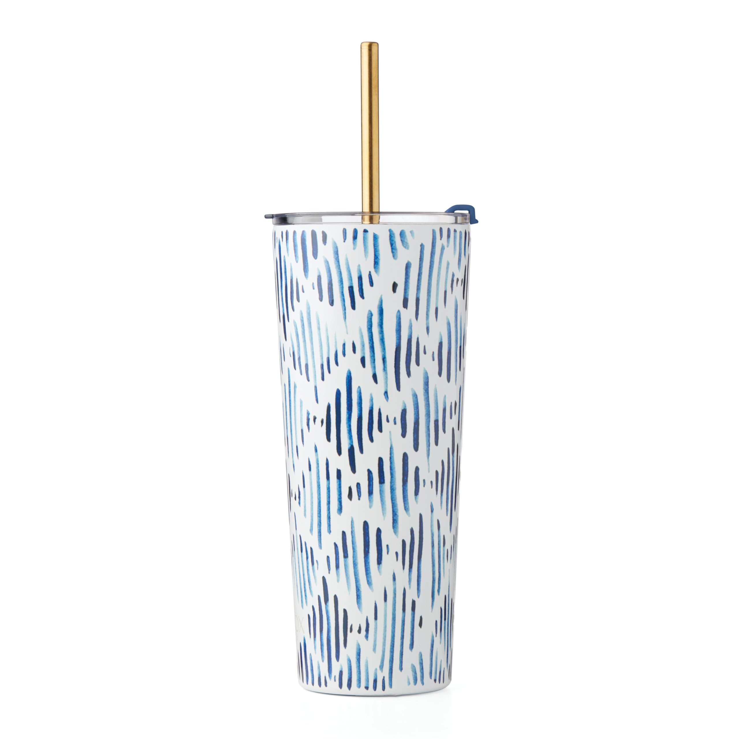 Lenox 895729 Blue Bay Ikat Pattern Stainless Steel Tumbler With Straw ...