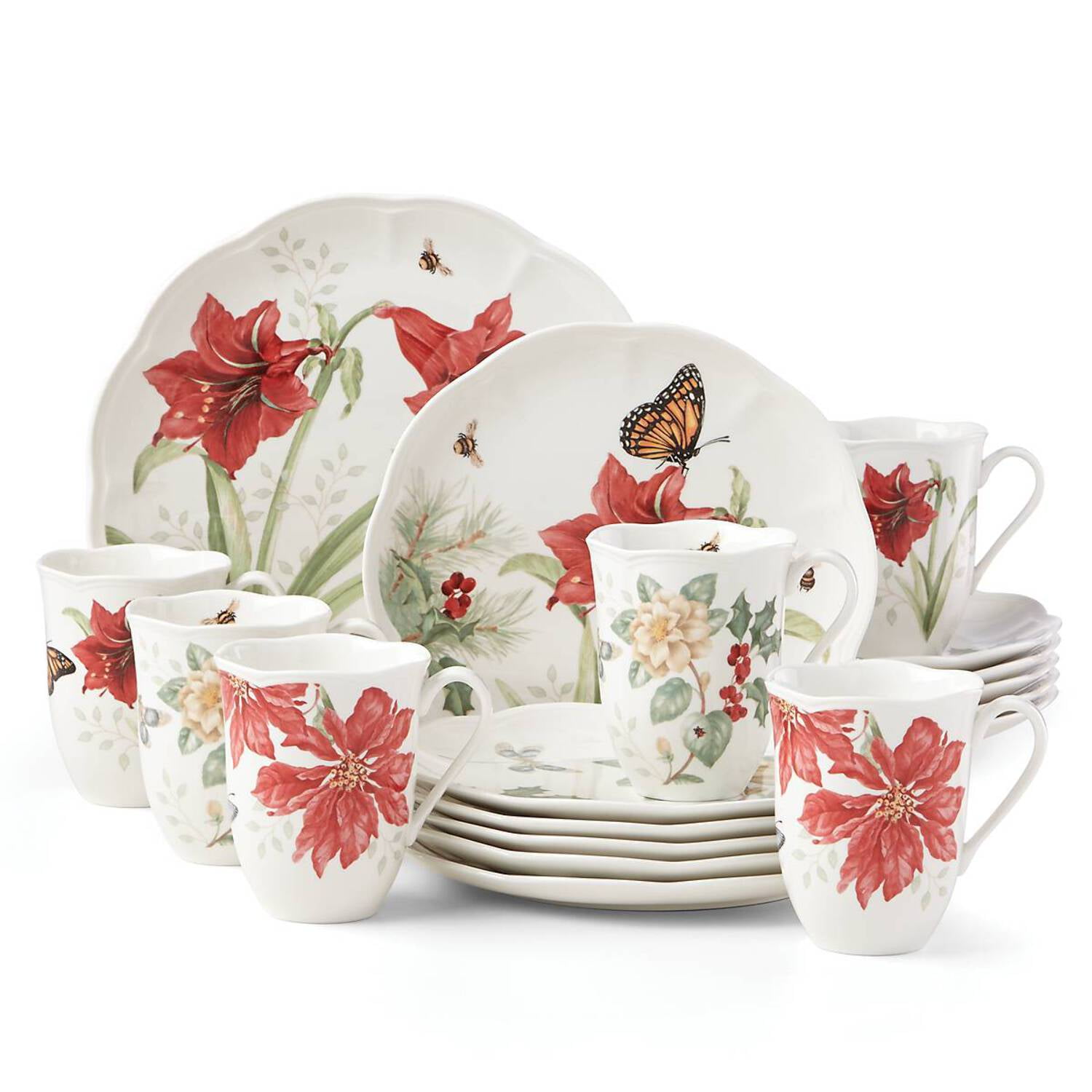 Lenox Butterfly Meadow 18-Piece Multicolor Porcelain Holiday Dinnerware ...
