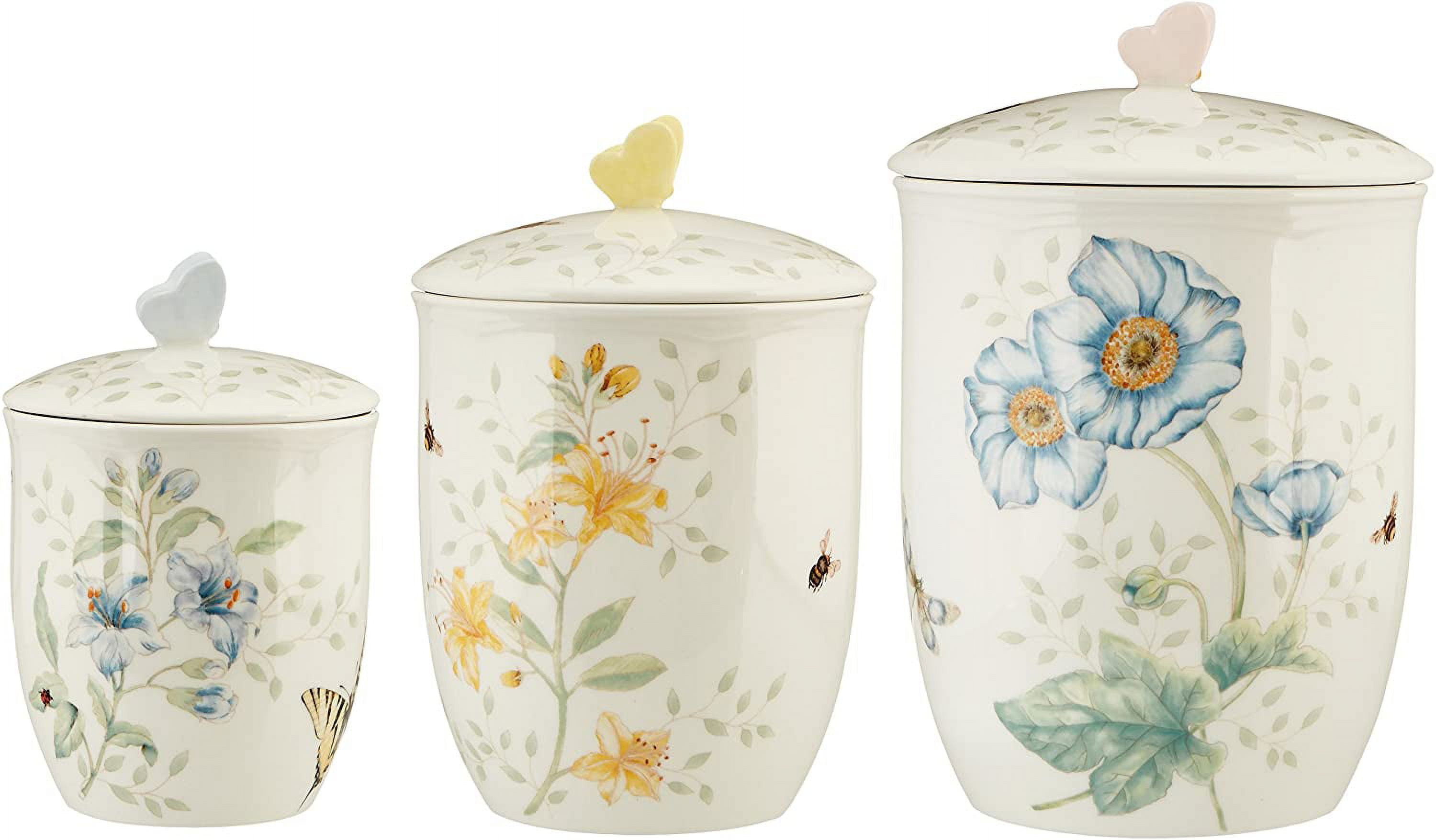 Lenox Butterfly Meadow Canister, Set of 3, Porcelain - Walmart.com