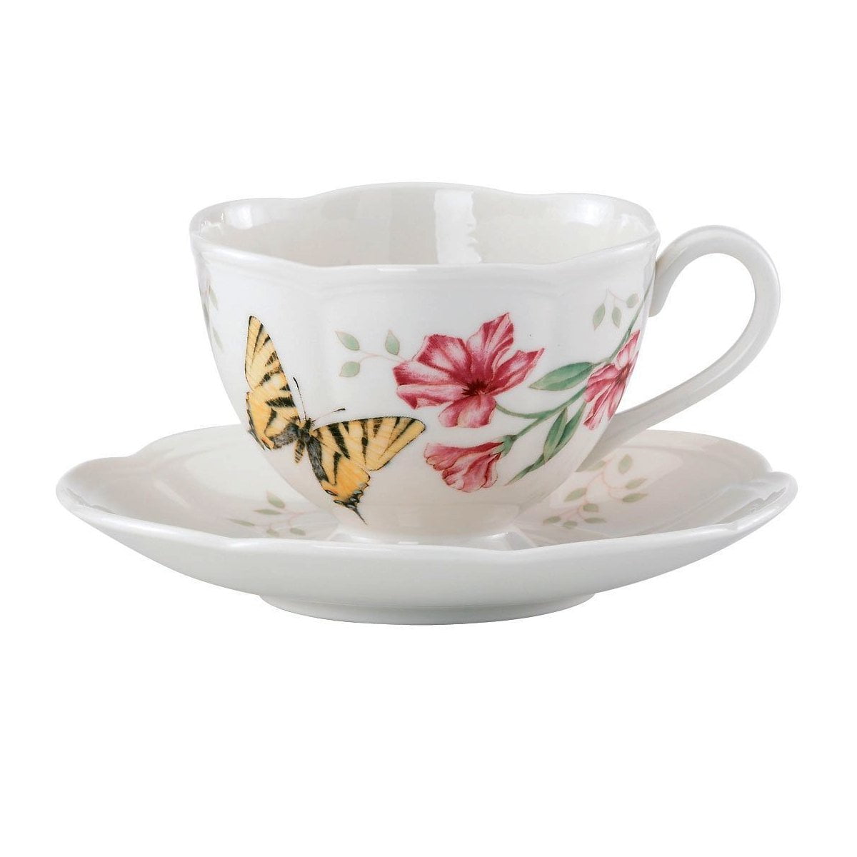 Lenox Butterfly Meadow Tiger Swallowtail Cup and Saucer, Set of 4 ...