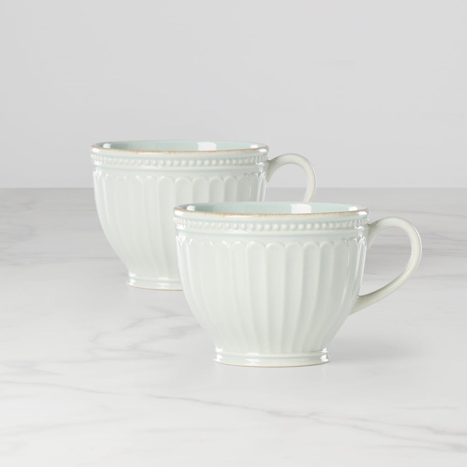 Lenox French Perle Groove Ice Blue Latte Mug, Set Of 2 - Walmart.com