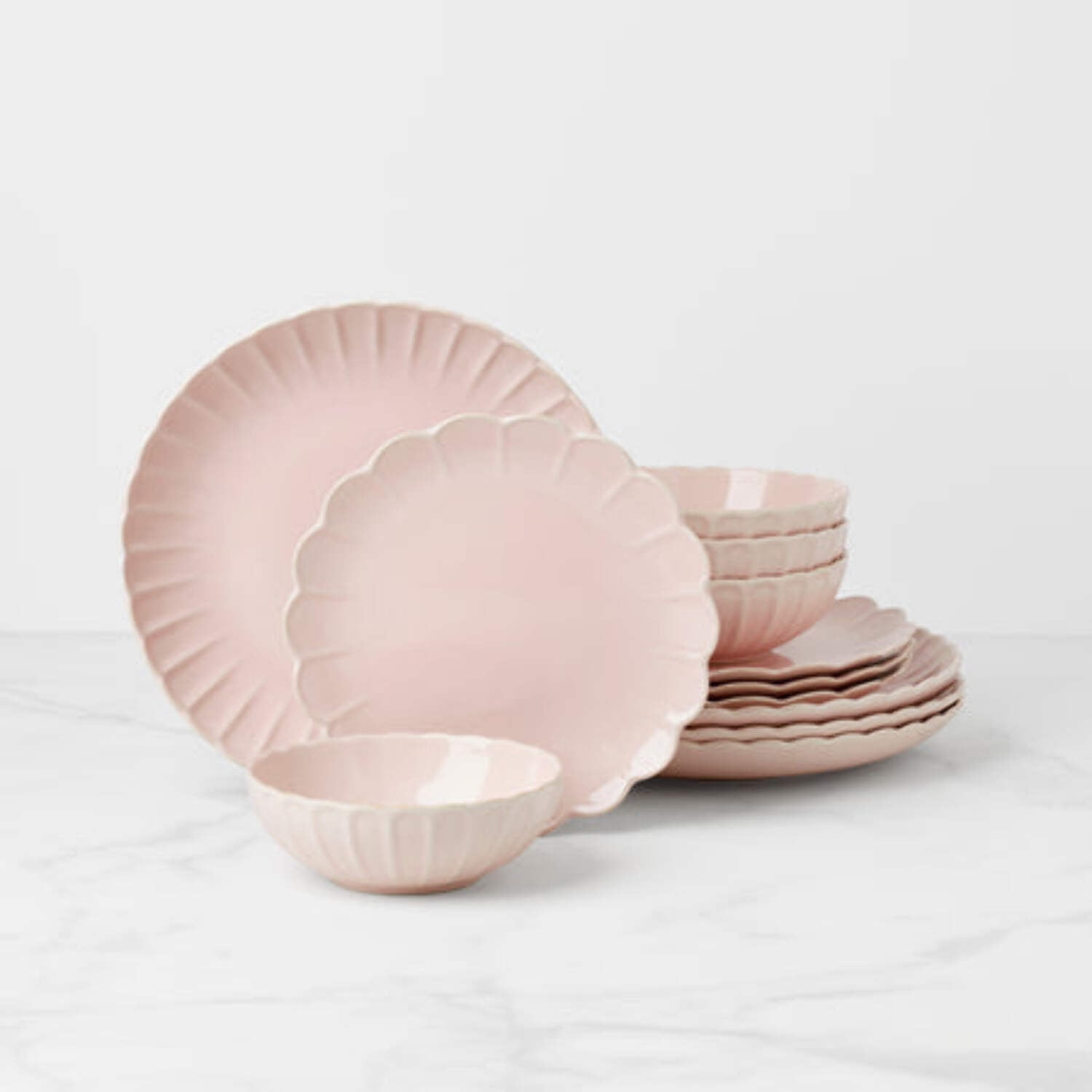 Lenox French Perle Scallop Blush 12-Piece Dinnerware Set - Walmart.com
