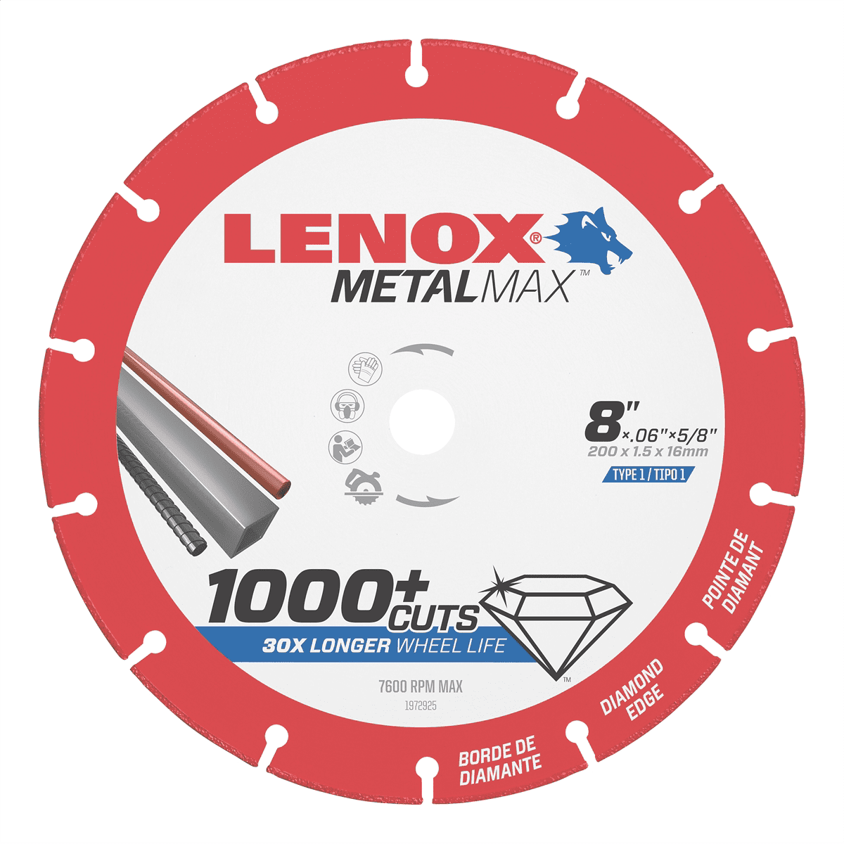 Lenox Tools LENOX Metal Max DIAM CUTOFF WHEEL CS 8" X 5/8" - Walmart.com