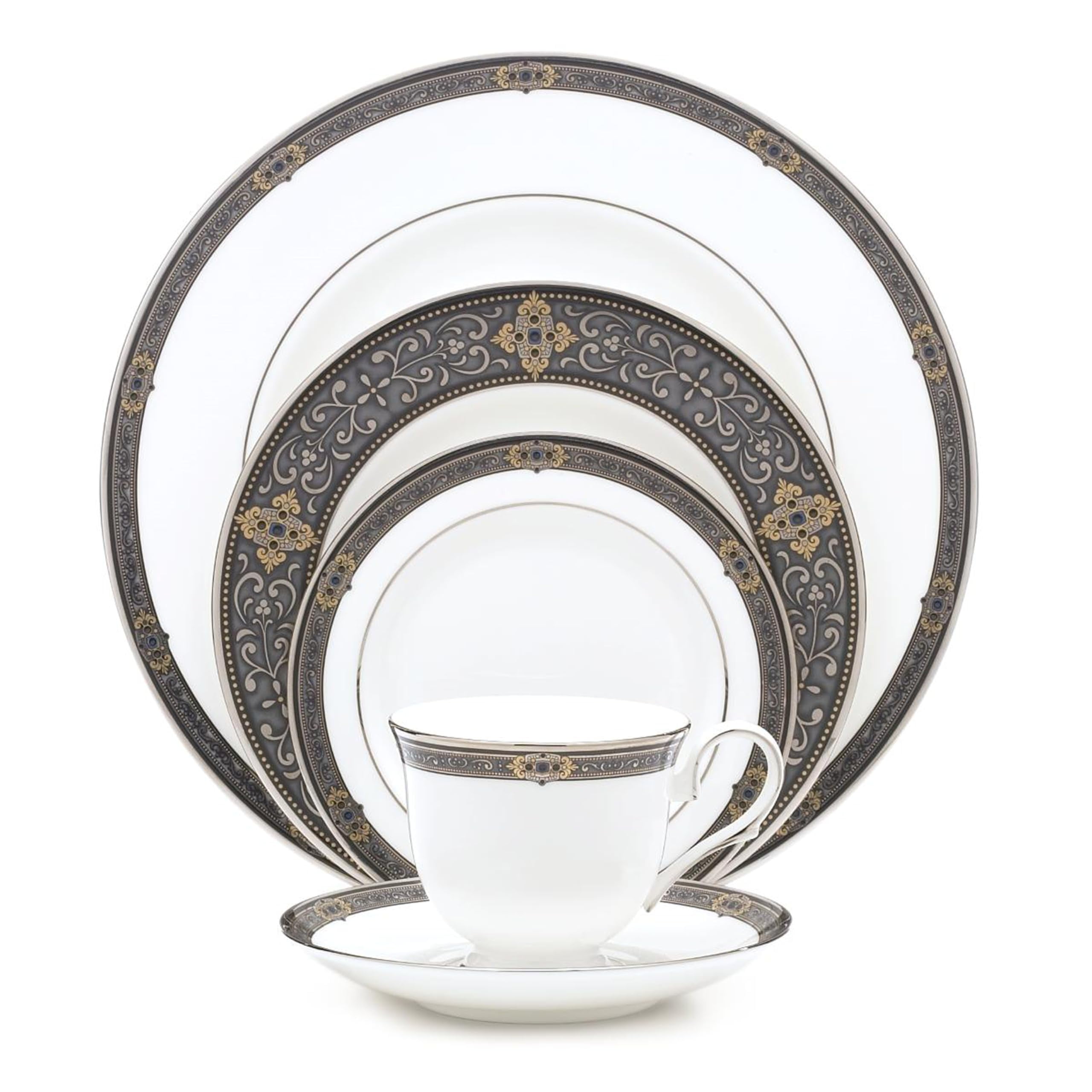 Lenox Unisex Vintage Jewel 5 Piece Boxed Set White Dinnerware - Walmart.com