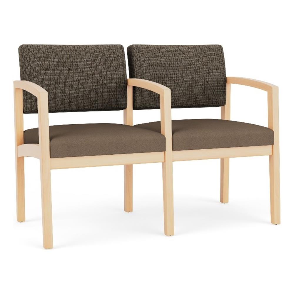 Lenox Wood Reception 2-Seat Tandem Seating / Natural Wood / Brown ...