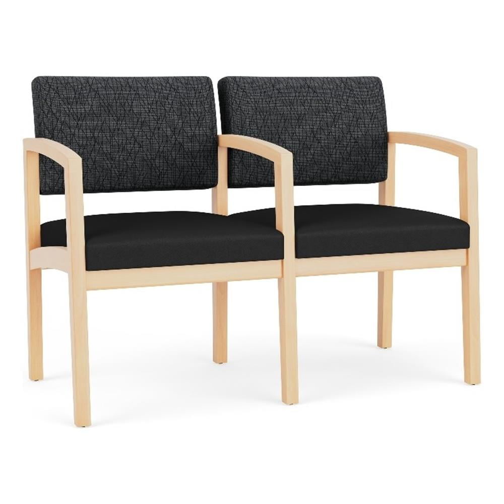Lenox Wood Reception 2-Seat Tandem Seating / Natural Wood / Dark Gray ...