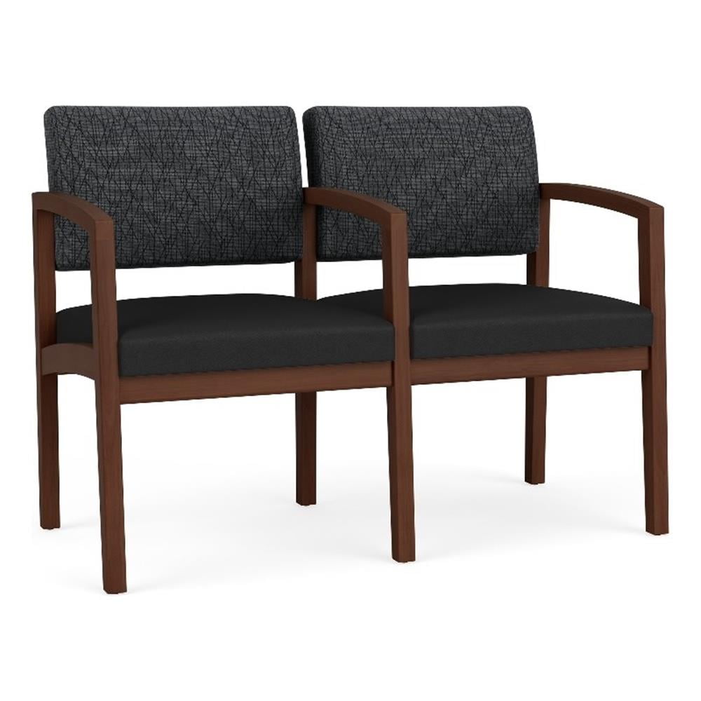 Lenox Wood Reception 2-Seat Tandem Seating / Walnut Wood / Dark Gray ...