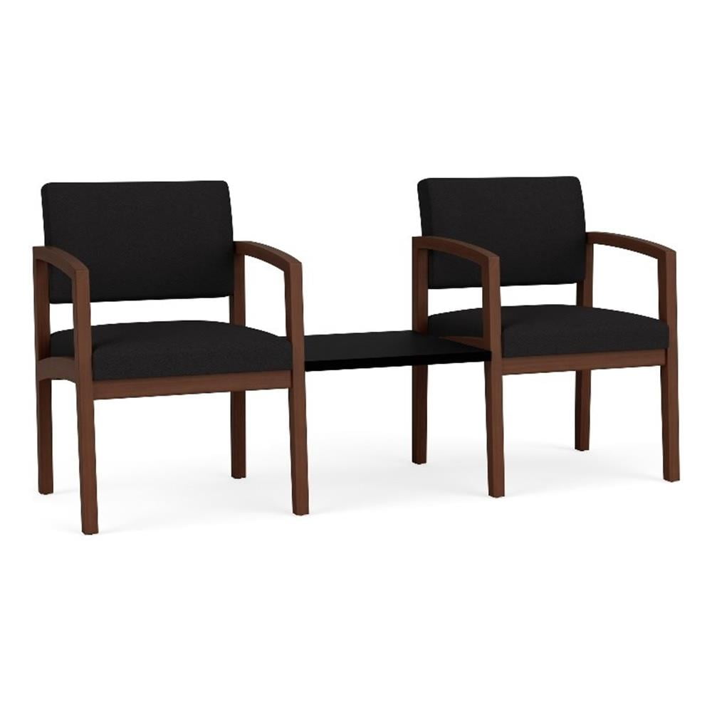 Lenox Wood Reception Waiting 2-Seat Tandem Center Table / Walnut Wood ...
