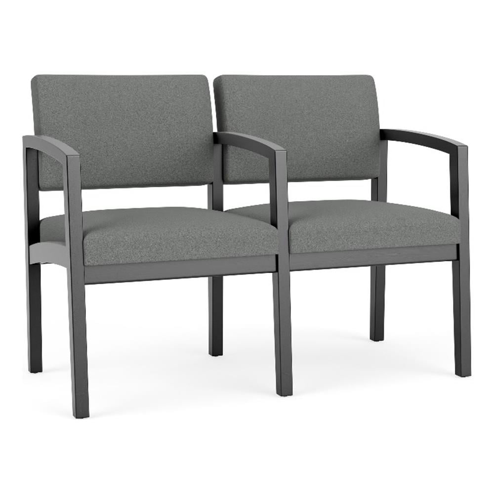 Lenox Wood Reception Waiting 2-Seat Tandem Seating / Black Wood / Light ...