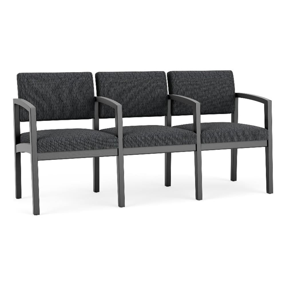 Lenox Wood Reception Waiting 3-Seat Tandem Seating / Black Wood / Dark ...