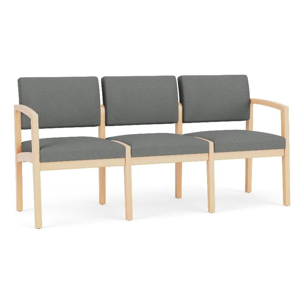 Lenox Wood Reception Waiting 3-Seat Tandem Seating / Natural Wood / Light Gray - Walmart.com