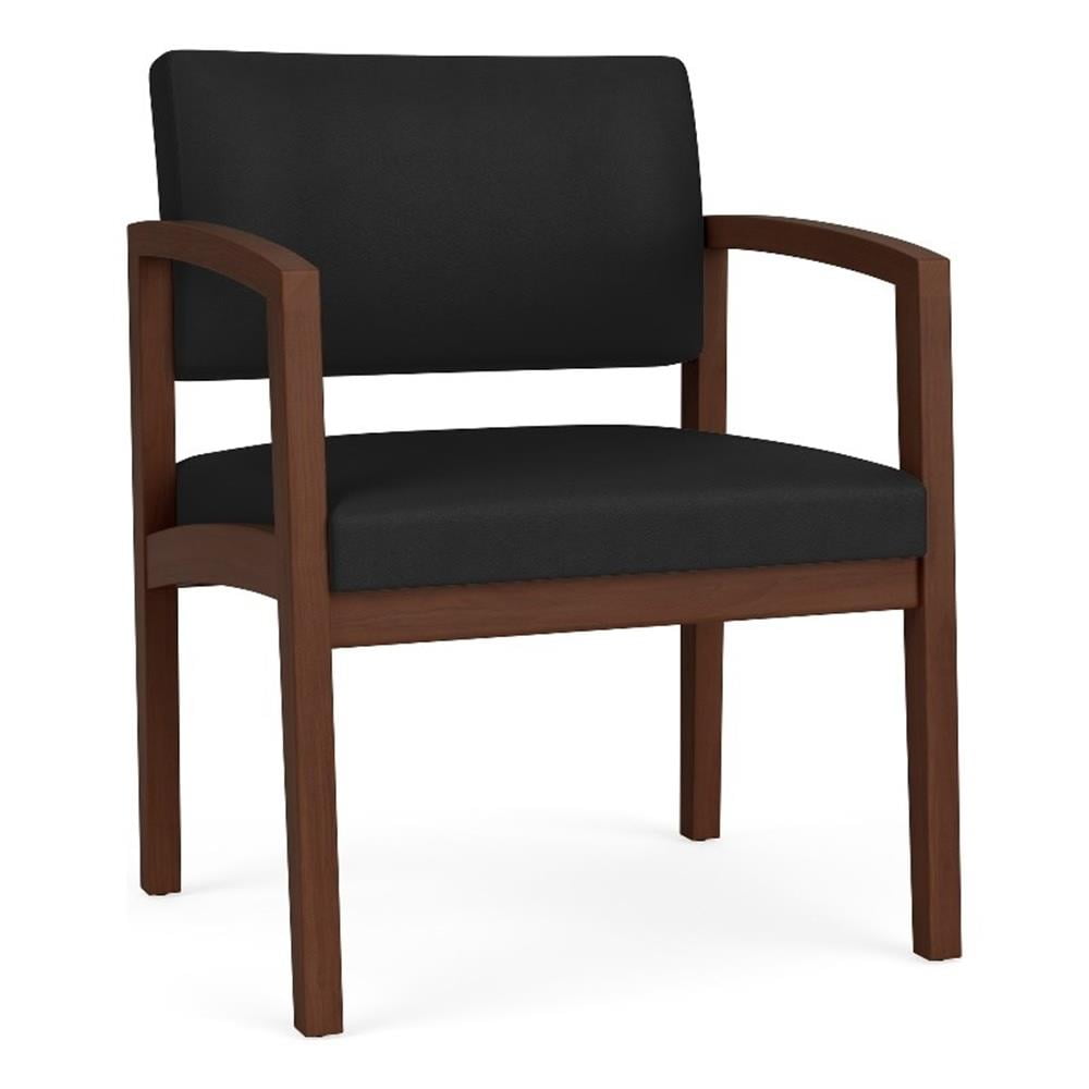 Lenox Wood Reception Waiting Oversize Guest Chair / Walnut Wood / Black ...