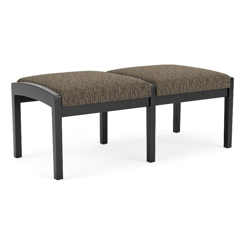 Lenox Wood Reception Waiting Room 18" 2-Seat Bench / Black Wood / Brown ...