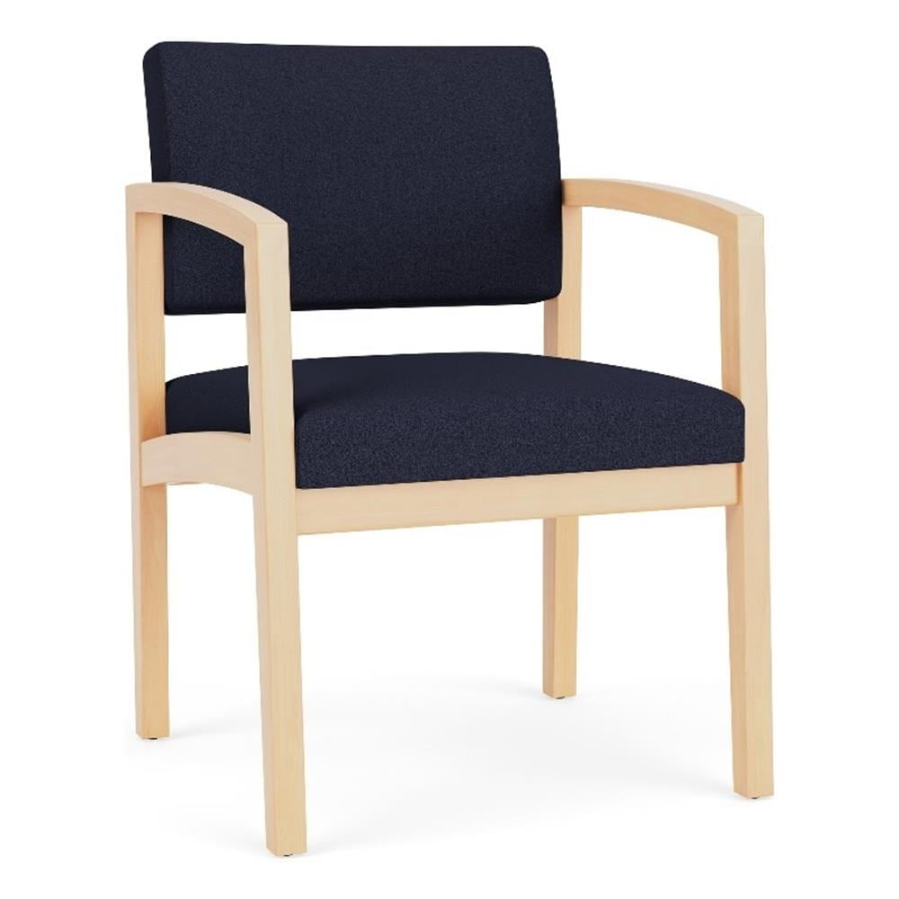 Lenox Wood Reception Waiting Room Guest Chair / Natural Wood / Navy ...
