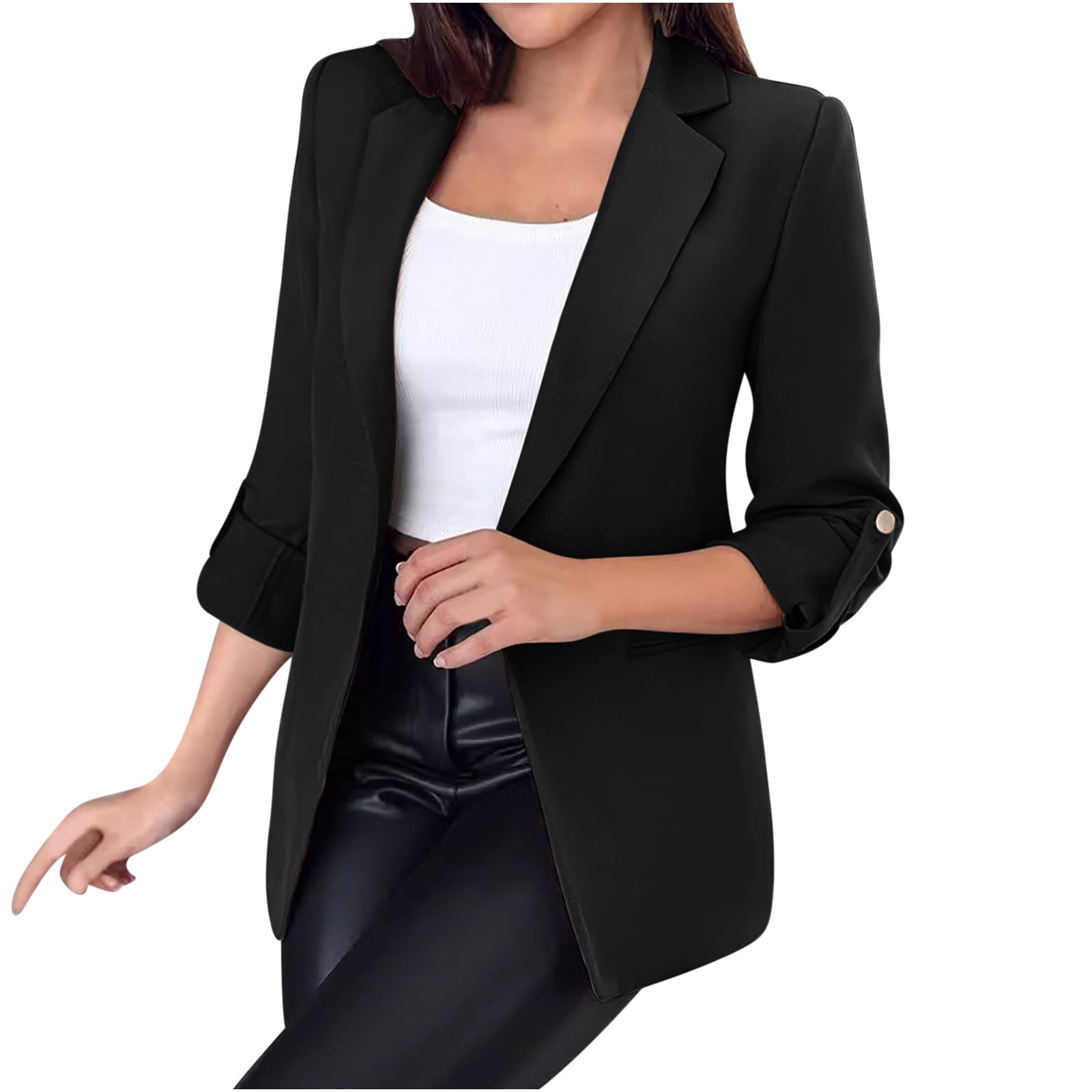 Lenpel Blazers for Women 2025 Long Sleeve Open Front Lapel Work Office ...