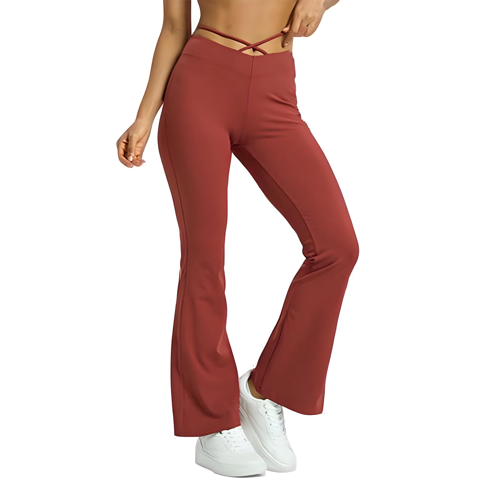 Lenpel Flare Leggings for Women Crossover High Waisted Slim Stretch ...