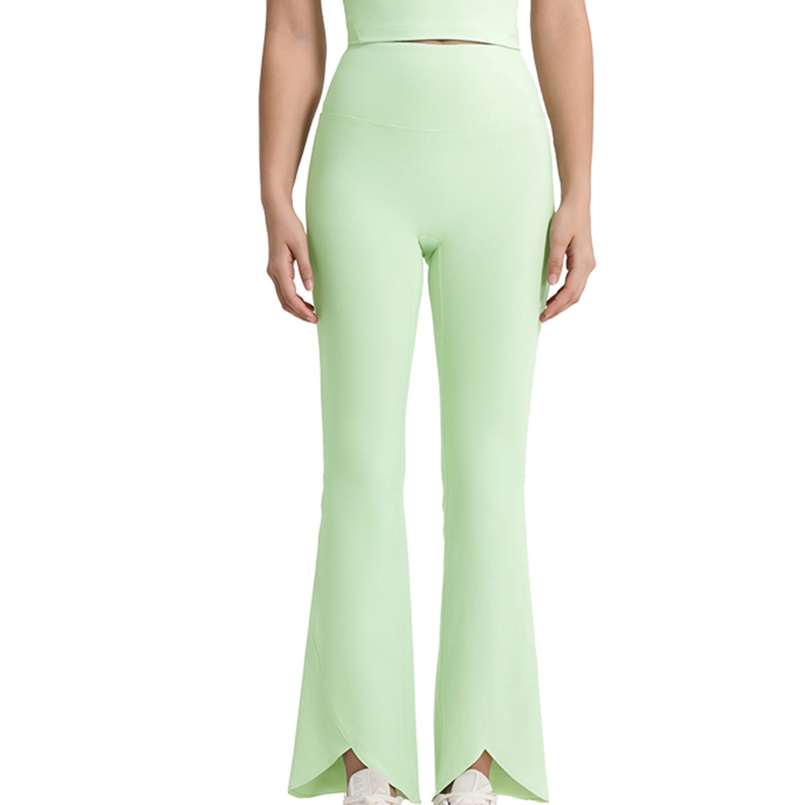 Lenpel Flare Yoga Pants for Women Soft Front Split High Rise Bell ...