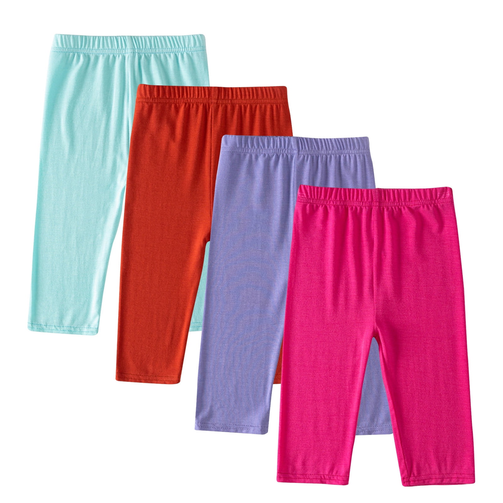 Lenpel Girls' Capris Leggings Toddler 4 Pcs Elastic Waist Stretch Slim ...