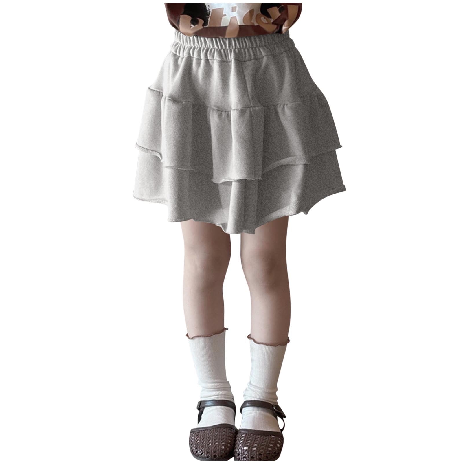 Lenpel Girls' Mini Skirts Toddler Elastic High Waisted Solid Color ...