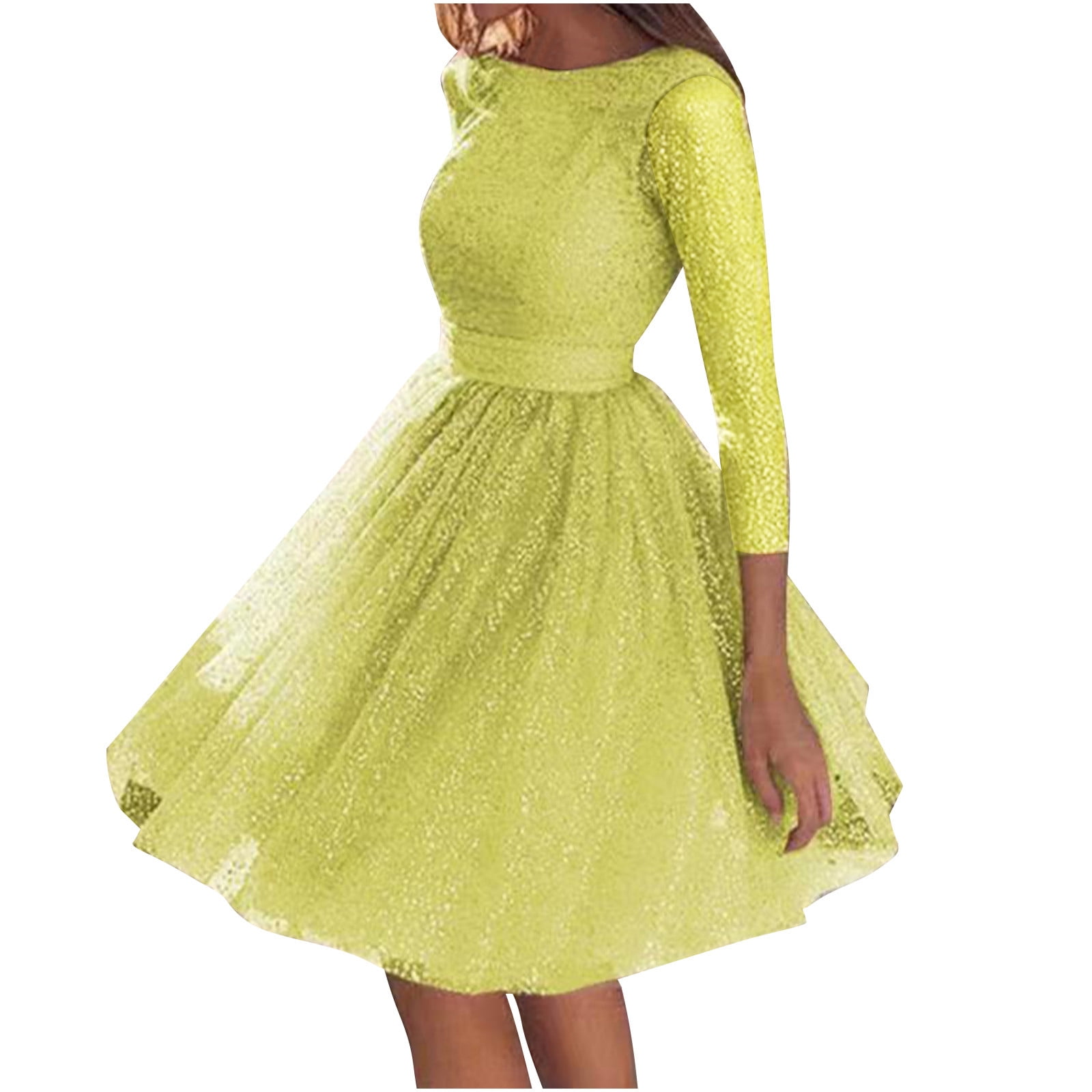 Lenpel Prom Dresses for Women Sparkly 3/4 Length Sleeve Boat Neck ...