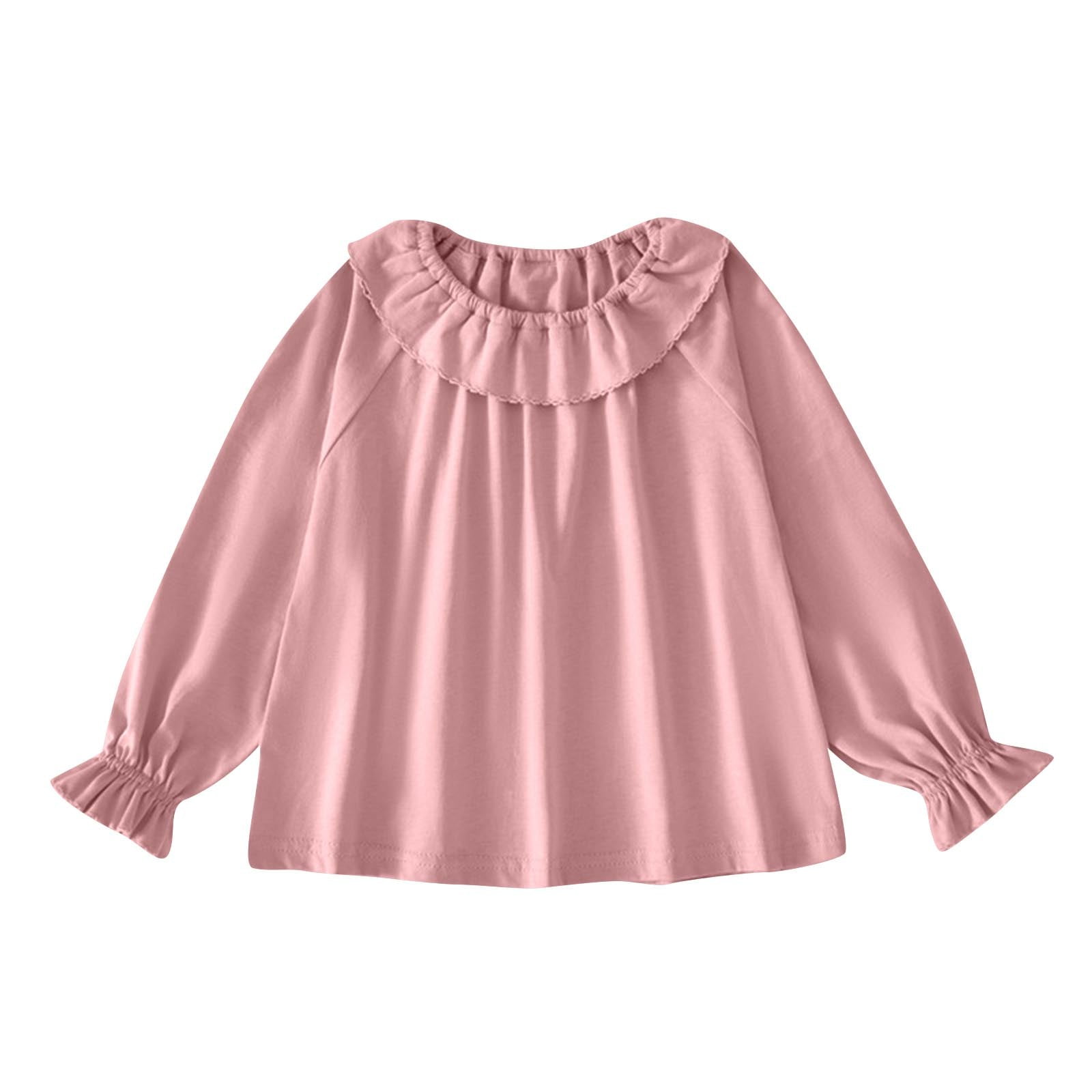 Lenpel Toddler Baby Girls' Shirts Ruffle Long Sleeve Doll Collar Soft ...