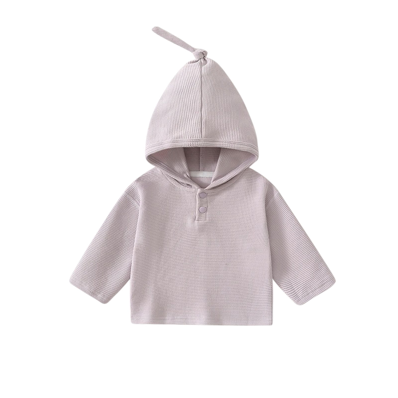 Lenpel Toddler Baby Hoodies Cotton Long Sleeve Textured Knit Hooded ...