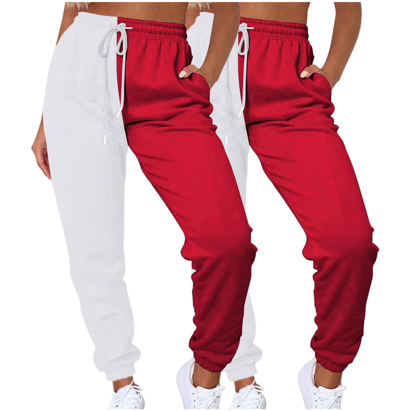 Lenpel Women's 2 Pc Joggers Baggy Color Block High Waisted Drawstring ...