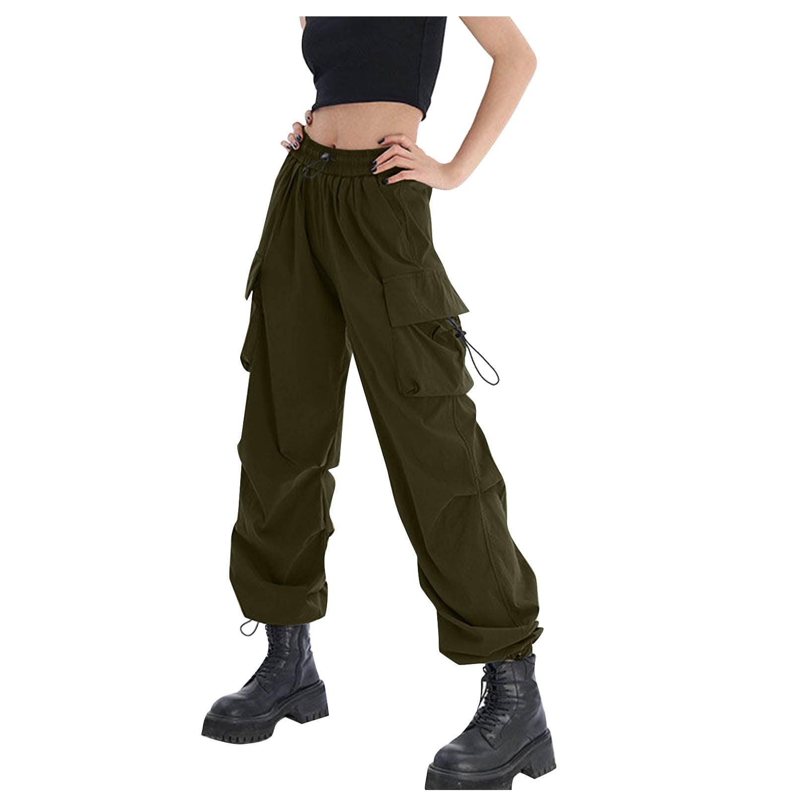 Lenpel Women's High Rise Cargo Pants Baggy Lounge Streetwear Work ...