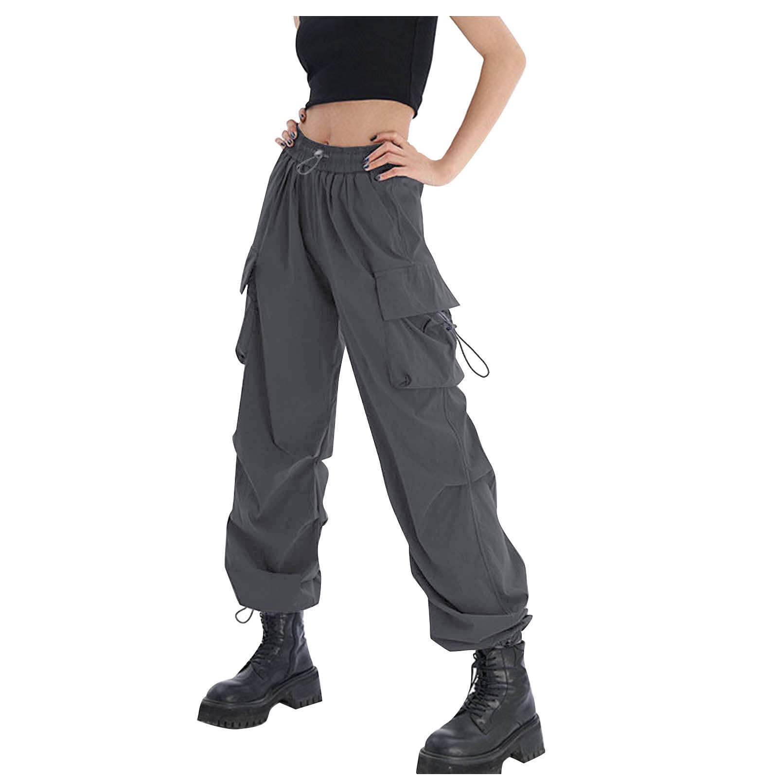 Lenpel Women's High Rise Cargo Pants Baggy Lounge Streetwear Work ...