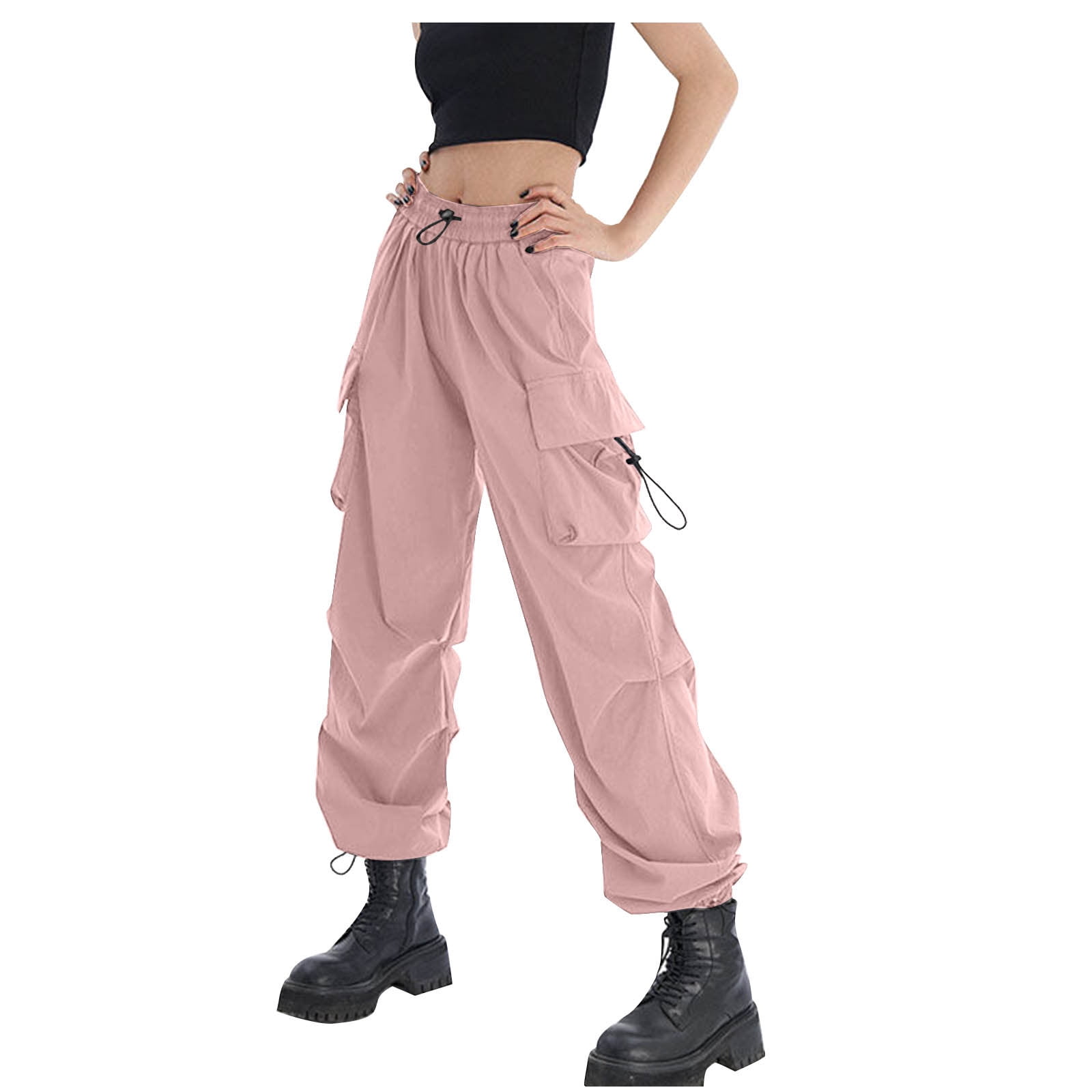 Lenpel Women's High Rise Cargo Pants Baggy Lounge Streetwear Work ...