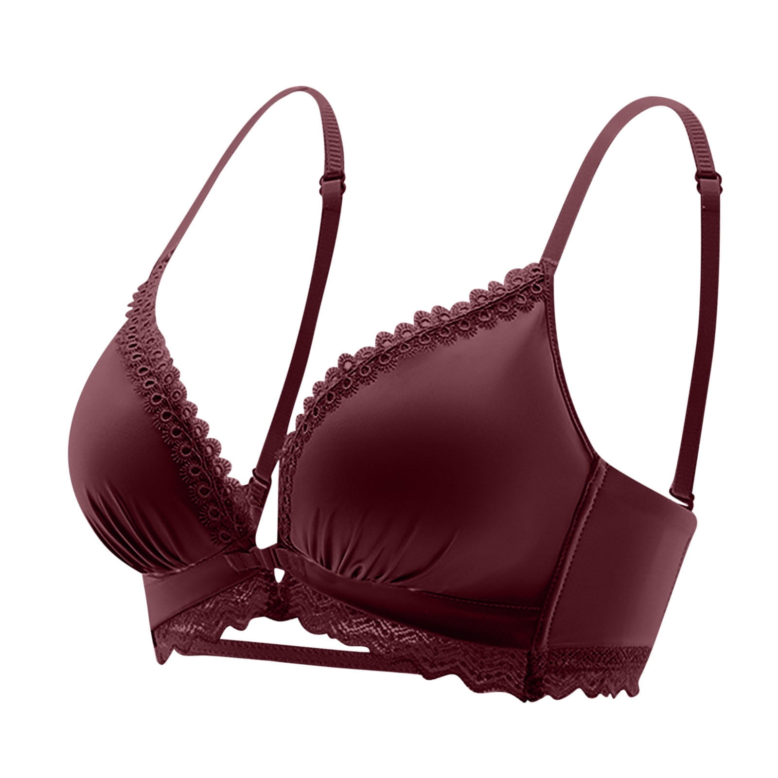 Lenpel Women's Lace Front Closure Bras Soft Wireless Padded Seamless ...