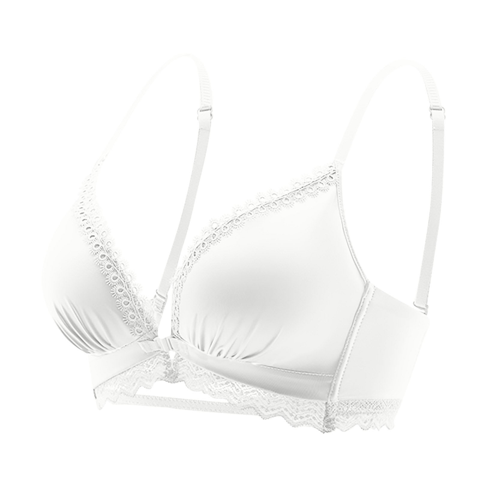 Lenpel Women's Lace Front Closure Bras Soft Wireless Padded Seamless ...