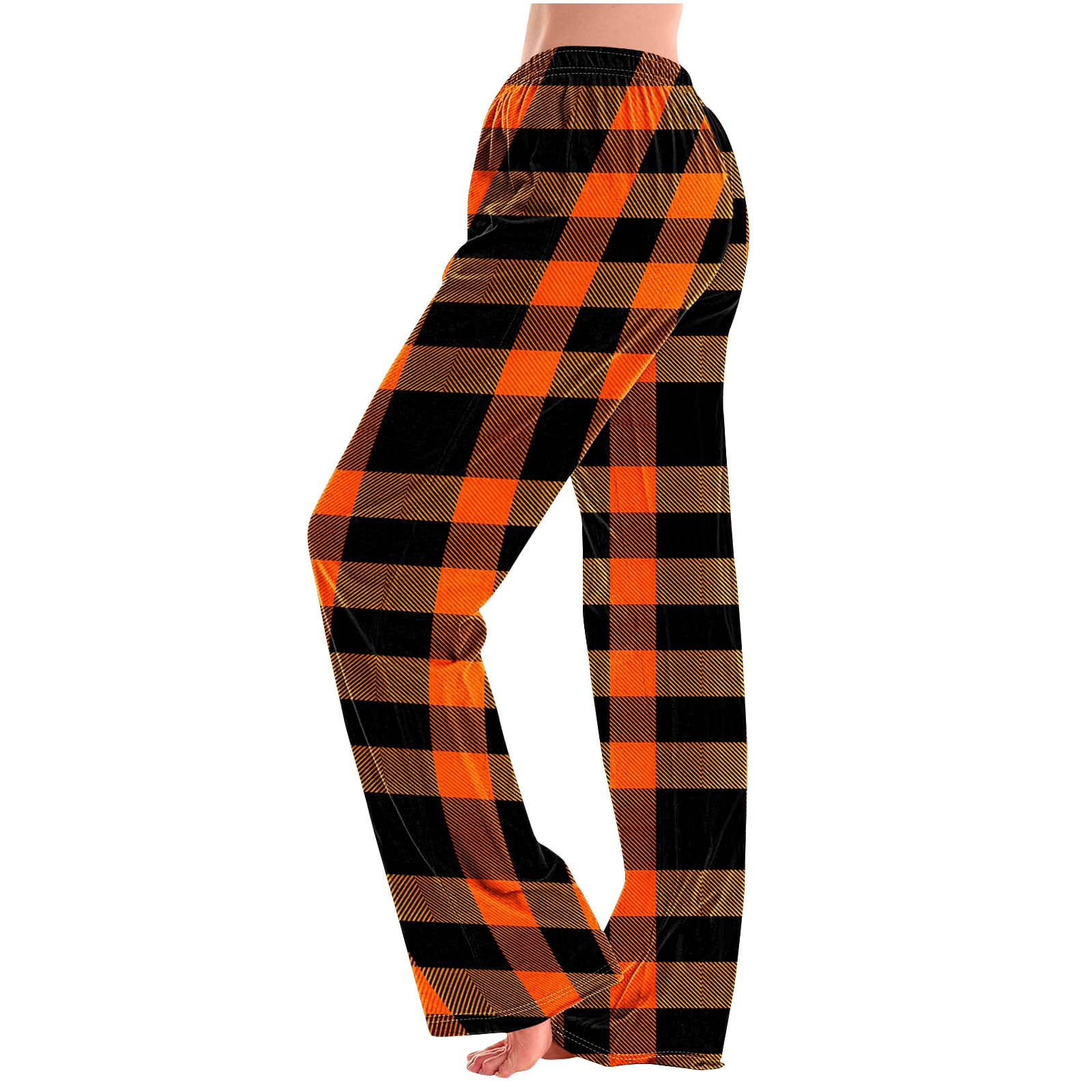Lenpel Women's Pajama Pants Plaid Plus Size High Rise Elastic Waist ...