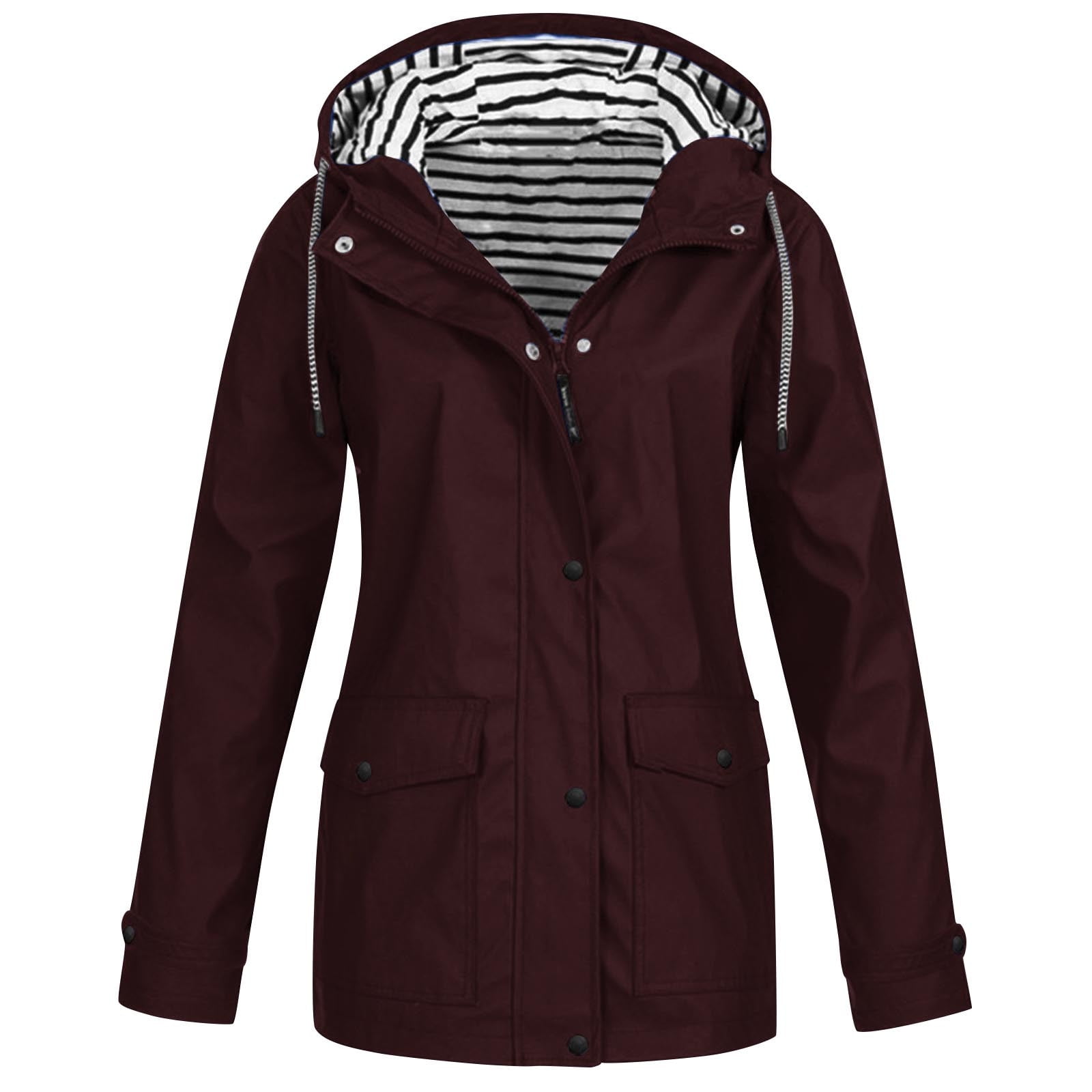 Lenpel Women's Rain Jacket Lightweight Travel Hiking Long Waterproof ...