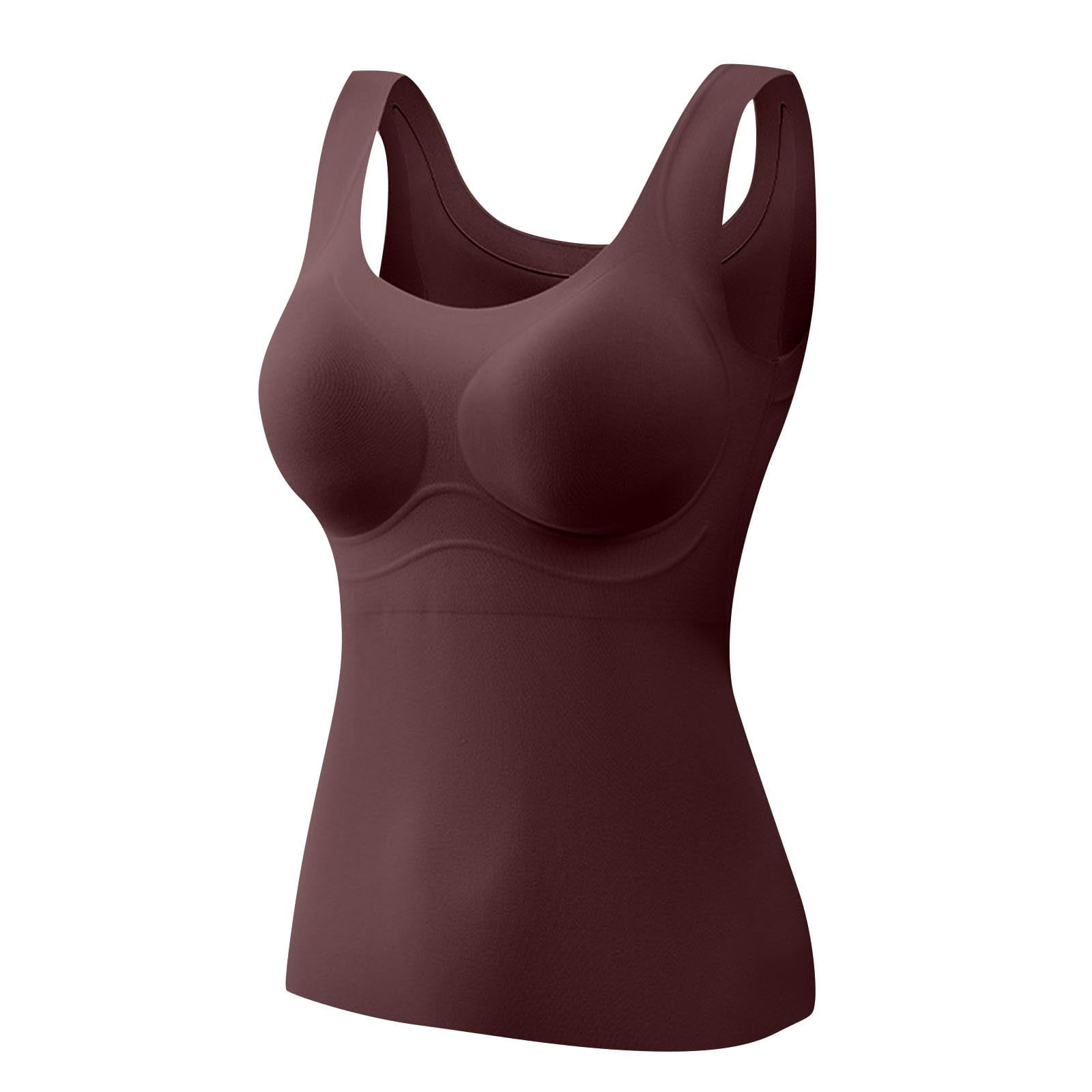 Lenpel Women's Thermal Tank Tops with Built in Bra Seamless Sleeveless ...