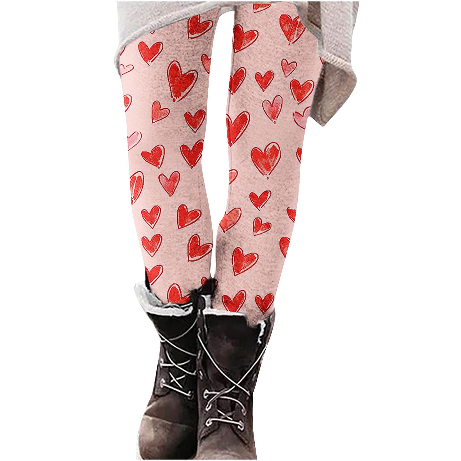Lenpel Womens Valentines Day Leggings Soft High Waisted Printed Full