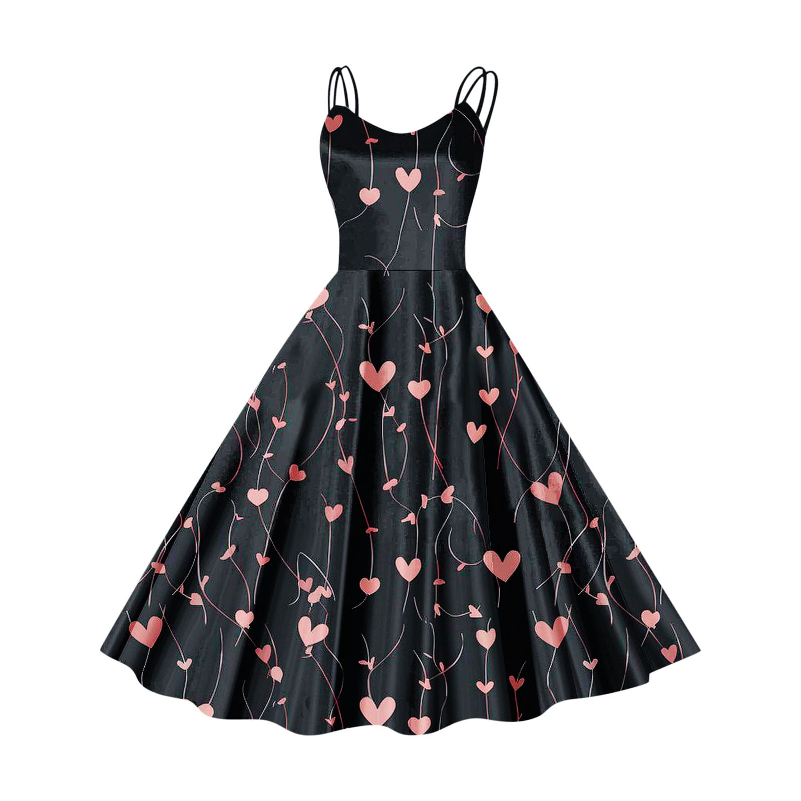 Lenpel Women's Vintage A-Line Dress Fashion Sleeveless Valentine's Day ...